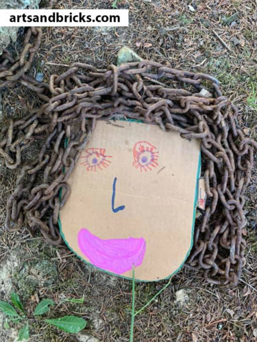 Cardboard Faces with Nature Hair - Arts and Bricks