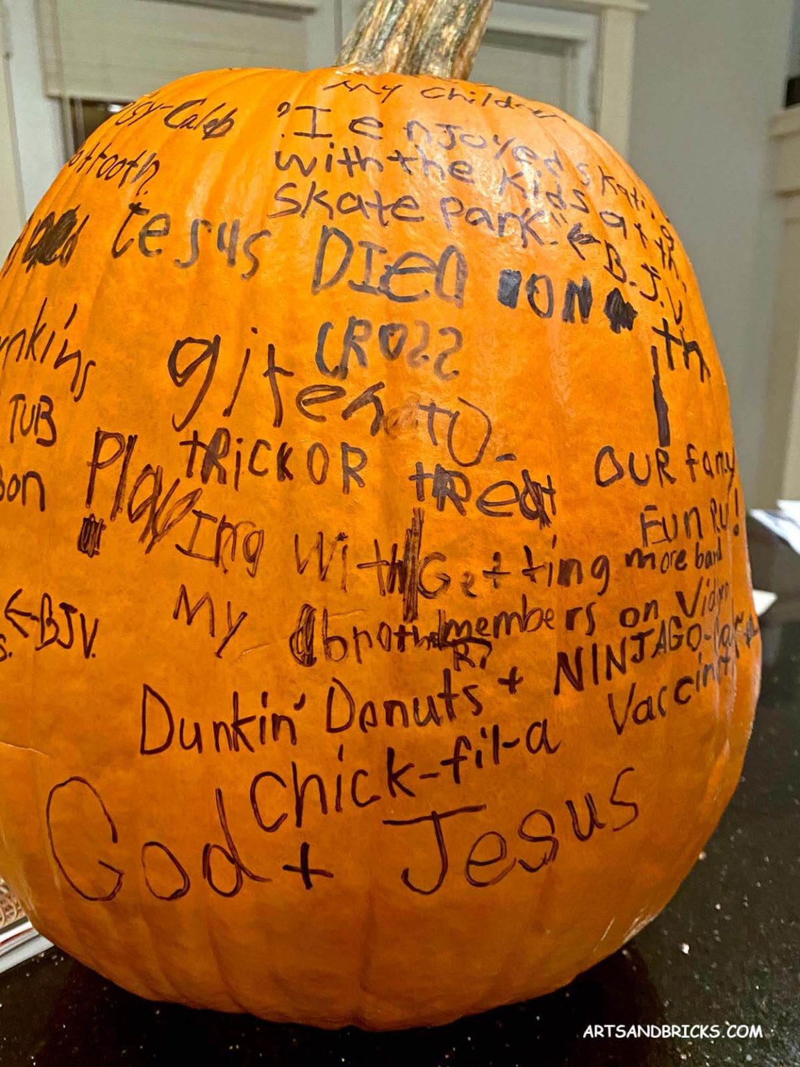 Our Family's Joyful Pumpkin / Gratitude Pumpkin - Arts and Bricks