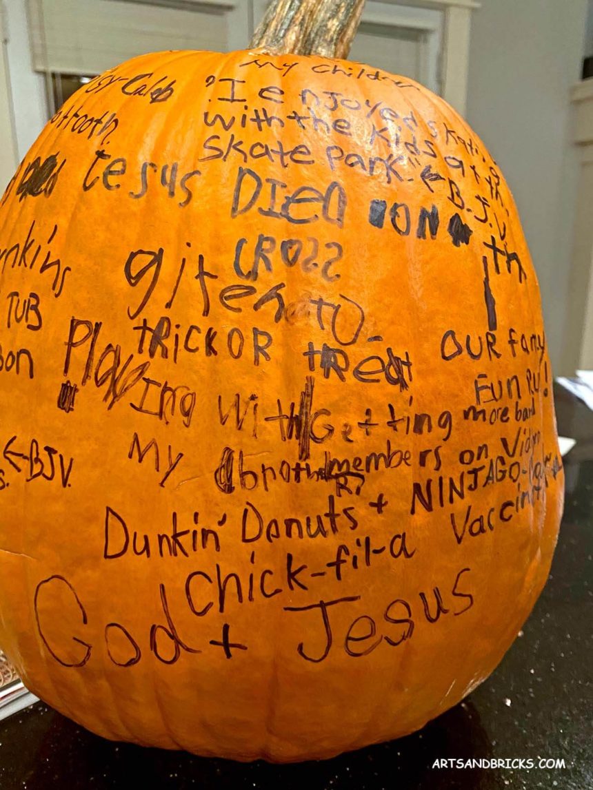 Our Family's Joyful Pumpkin / Gratitude Pumpkin - Arts and Bricks