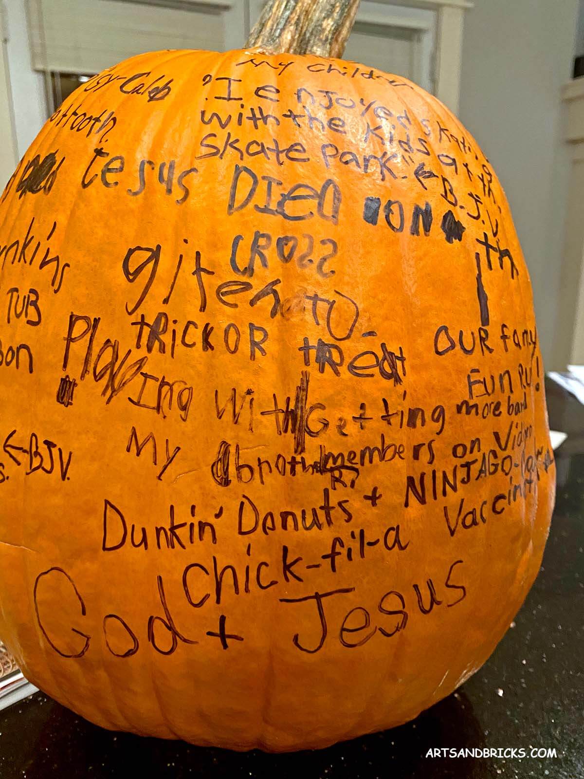 Our Family's Joyful Pumpkin / Gratitude Pumpkin - Arts and Bricks