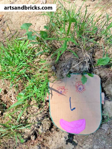 Cardboard Faces with Nature Hair - Arts and Bricks