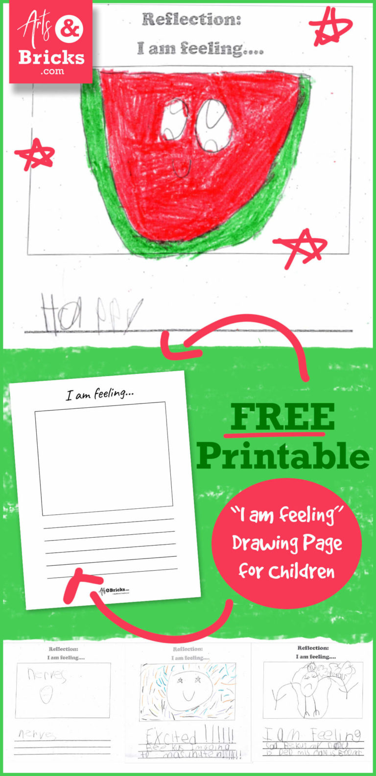 I am feeling... drawing page for kids - Arts and Bricks