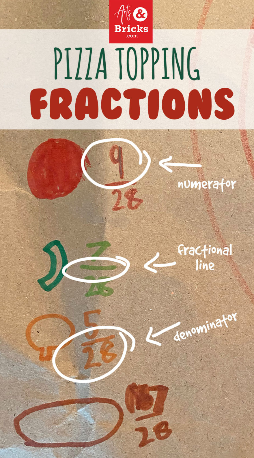 Pizza Topping Fraction Math Activity - Arts and Bricks