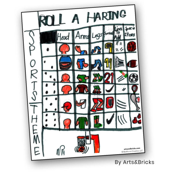 Roll-A-Haring Art Game for Kids - Arts and Bricks