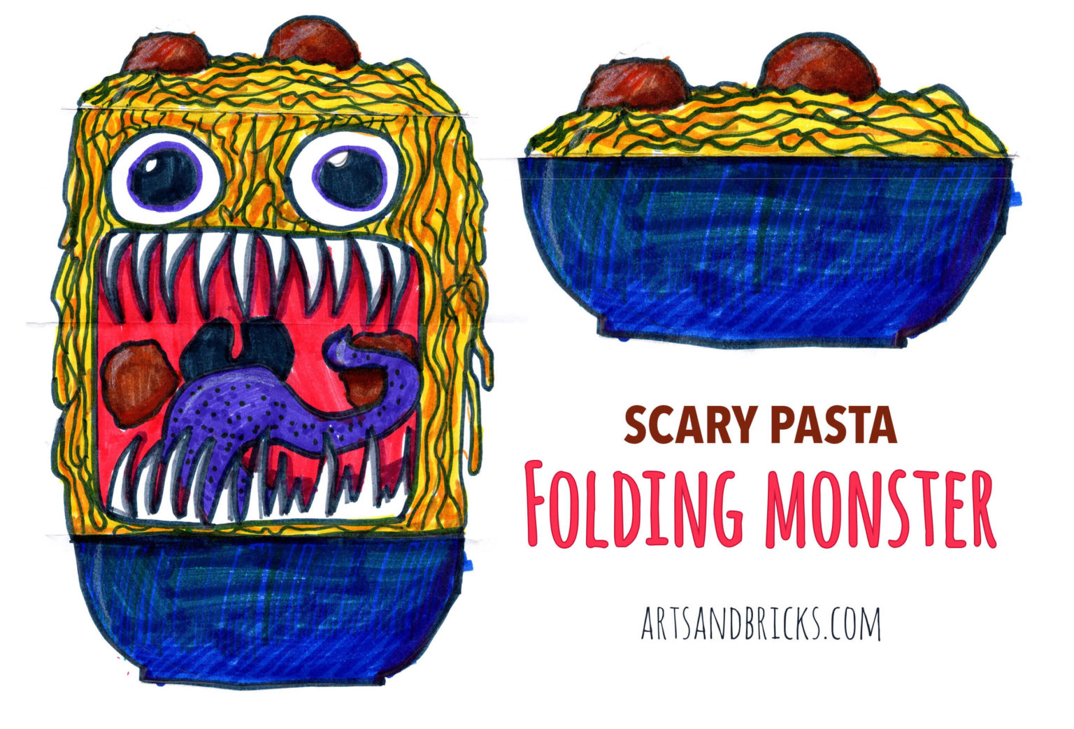Food Folding Surprise "Monster" Drawings - Arts and Bricks