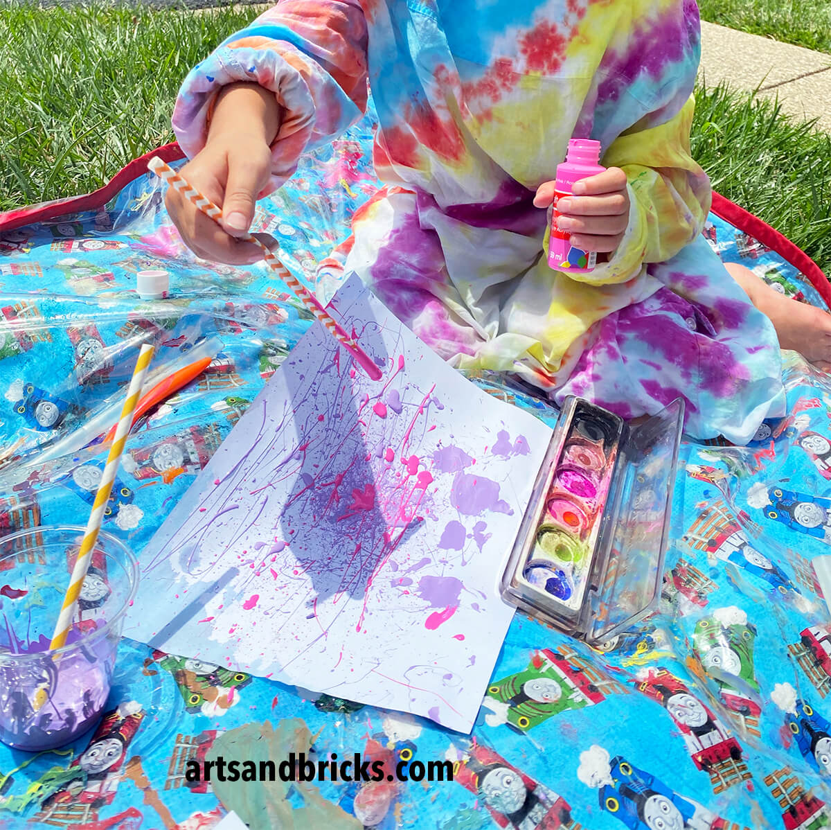 Process Art: Experiment with Paint and Straws - Arts and Bricks